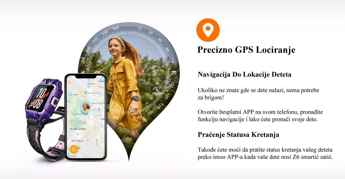 Pametni sat za decu Z6 sa GPS lokatorom, kamerom i pozivima